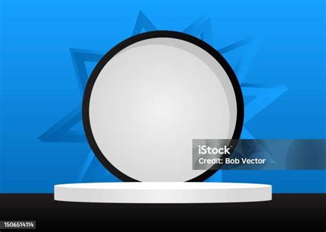 추상 파란색 흑백 실린더 받침대 연단 모형 무대 쇼케이스 프리젠테이션을 위한 제품 전시 최소한의 기하학적 형태를 가진 벡터 장면