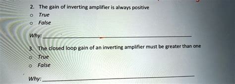 solved 2 the gain of an inverting amplifier is always positive