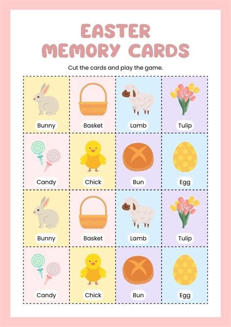 Pastel Easter Memory Cards Game Template Easter Paper Crafts Memory Cards Cards