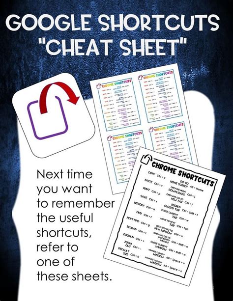 The Google Shortcuts Cheat Sheet Is Shown With Two Sheets And One Piece Of Paper