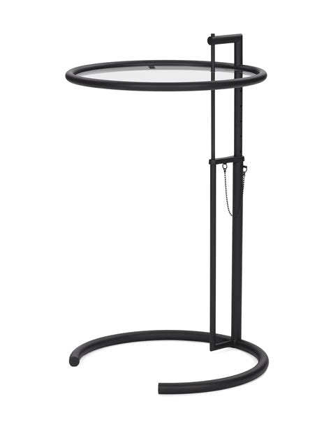 Classicon Adjustable Table E 1027 In Black And Crystal By Eileen Gray