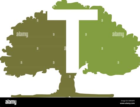 Oak Tree Letter T Stock Vector Image Art Alamy