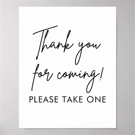 Printable Wedding Favors Please Take One Sign Zazzle