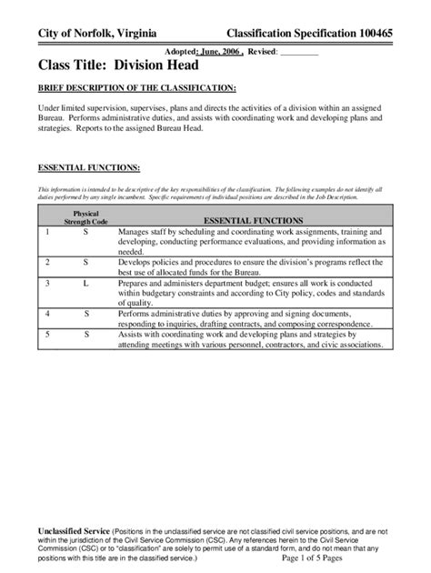 Fillable Online Classification Specification 100465 Fax Email Print