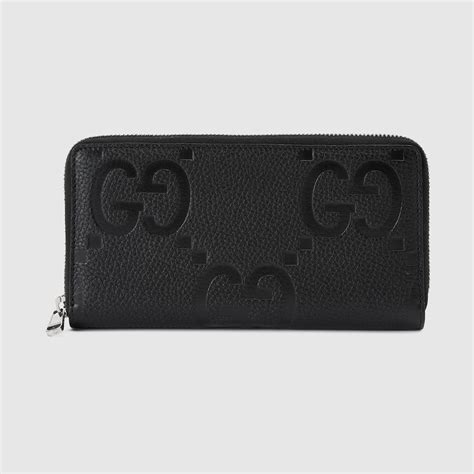 Gg Jumbo Zip Around Wallet In Black Leather Gucci® Ca