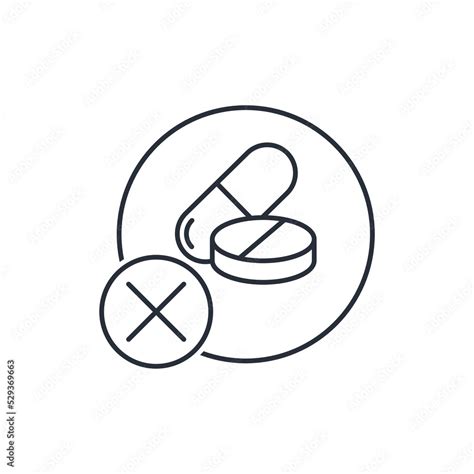 Pills And A Button With A Cross Contraindicated Drugs Vector Linear