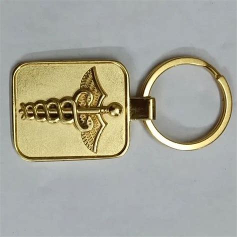 Golden Zinc Metal Rectangular Keychain Size 5 X 2 Inch L X W At