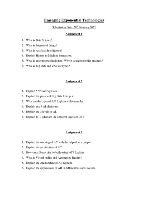 Assignment Emerging Exponential Technologies Pdf