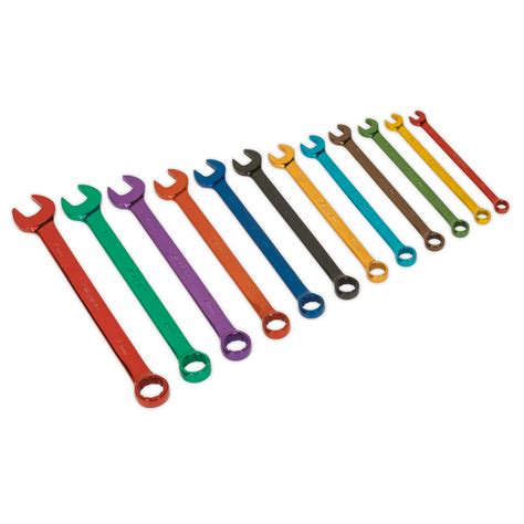 Combination Spanner Set 12pc Multi Coloured Metric