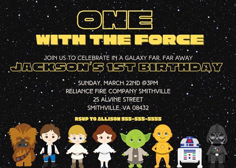 Star Wars First Birthday Invitation Star Wars Party The Etsy