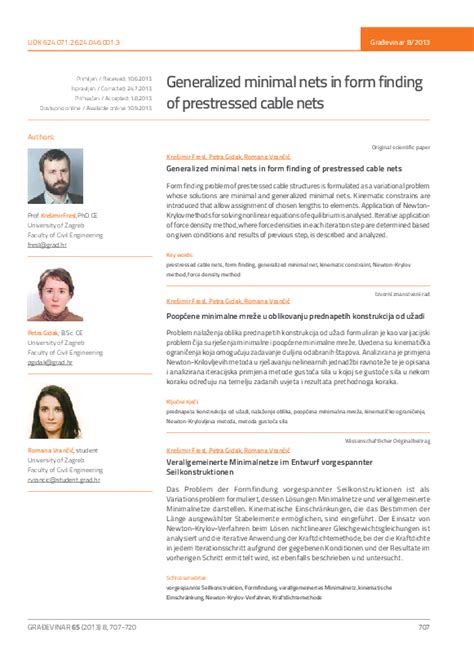 Pdf Generalized Minimal Nets In Form Finding Of Prestressed Cable Nets