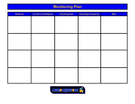 Monitoring Plan Template Excel Xls
