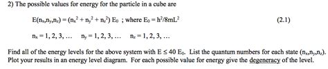 2 The Possible Values For Energy For The Particle In Chegg Com