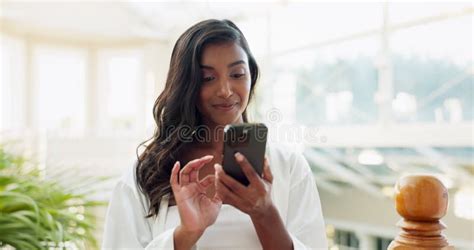 Selfie Indian Woman And Cellphone For Social Media Bikini Or Online
