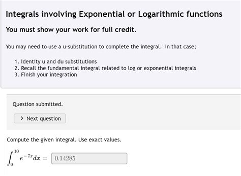 Solved Integrals Involving Exponential Or Logarithmic Chegg Com