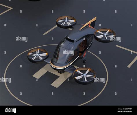 Large Passenger Drone Waiting At A Drone Port Flying Taxi Concept