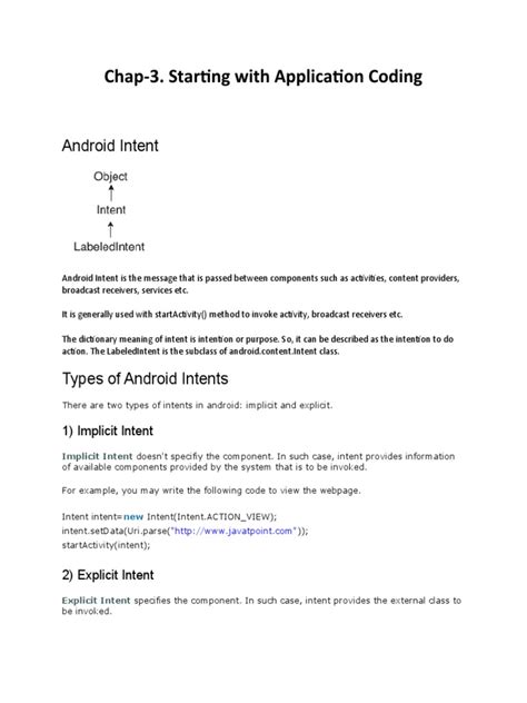 Chap 3 Starting With Application Coding Android Intent Pdf