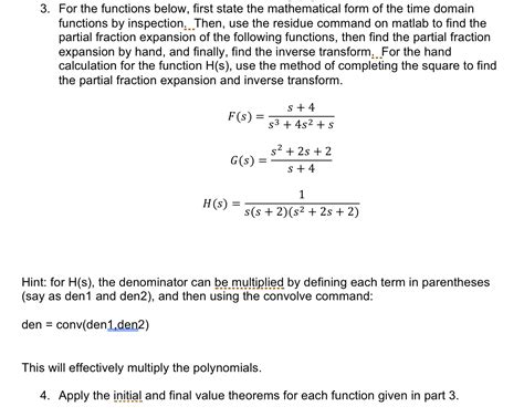solved for the functions below first state the mathematical