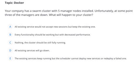 Solved Your Company Has A Swarm Cluster With 5 Manager Nodes