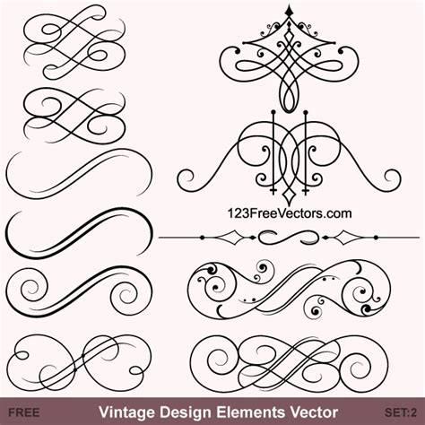 Vintage Calligraphic Vector Ornaments By 123freevectors On Deviantart