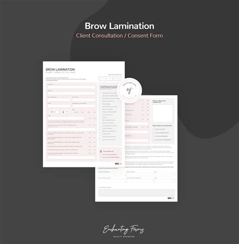 Brow Lamination Forms Brow Consultation Consent Forms Brow Lift Forms Client Intake Forms