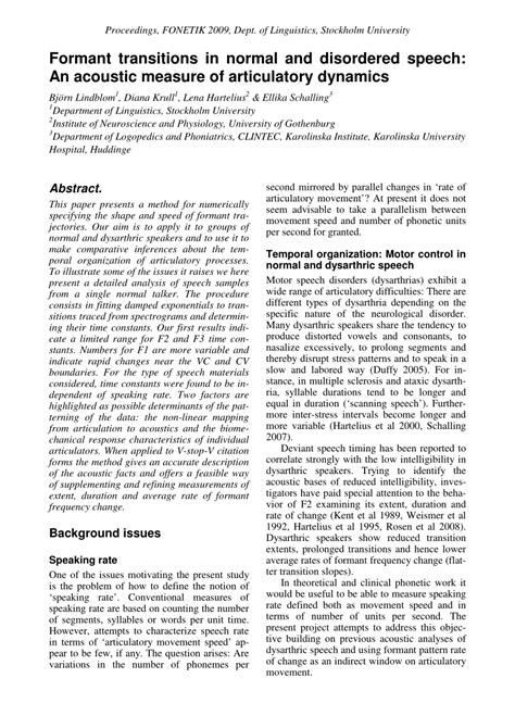Pdf Formant Transitions In Normal And Disordered Speech An Acoustic