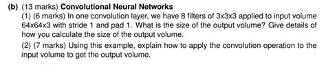 Solved B Marks Convolutional Neural Networks Chegg