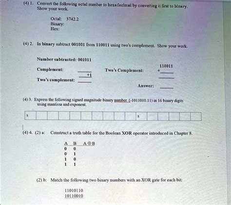 Solved 1 Convert The Following Octal Number To Hexadecimal By
