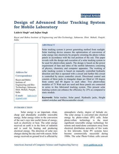 pdf design of advanced solar tracking system for mobile laboratory