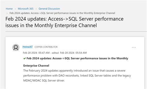 Microsoft Quickly Resolves Access And Sql Server Performance Glitch In