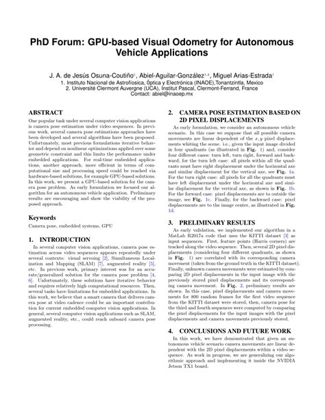 pdf gpu based visual odometry for autonomous vehicle applications