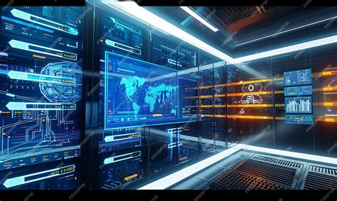 Premium Photo Symmetrical Server Racks Data Center Composition