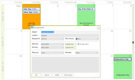 Holidays Radscheduler Telerik Ui For Winforms