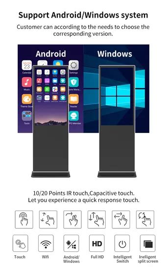 1080p Led Screen Floor Standing Advertising Hd Interactive Touch