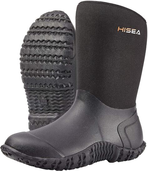 Hisea Womens Rubber Garden Boots Waterproof Insulated Yard Gardening Shoes Mid Height For Mud