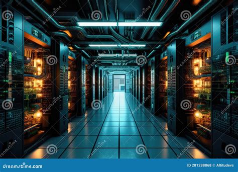 Server Room Powering Ai Algorithms In Data Center Stock Illustration