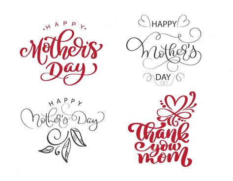 Premium Vector Happy Mothers Day Set Hand Drawn Lettering Quotes