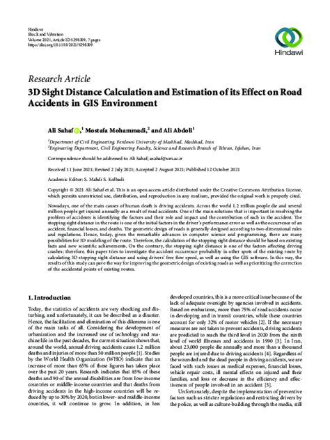 Pdf 3d Sight Distance Calculation And Estimation Of Its Effect On
