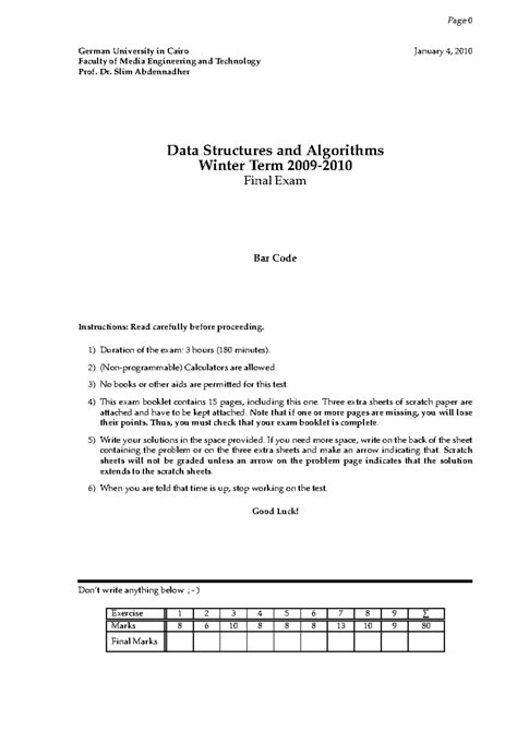 Final Exam September 2009 Questions And Answers Page 0 January 4