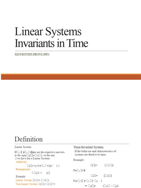 Time Invariant Linear Systems Pdf Convolution System Of Linear
