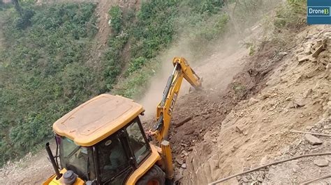Out Of Steep Hill Jcb Backhoe Loader Digging New Narrow Track Youtube