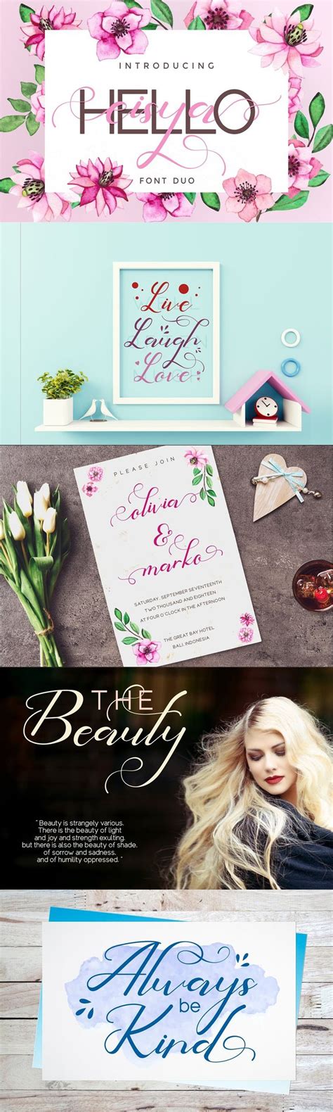 Hello Eisya Font Duo Hello Font Font Bundles New Fonts