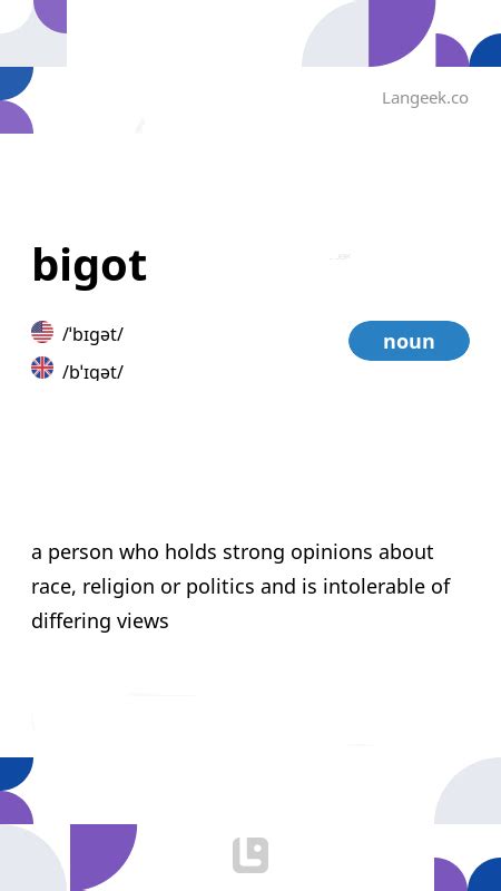 Definition And Meaning Of Bigot Picture Dictionary