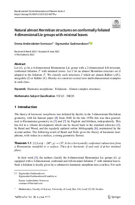 Pdf Natural Almost Hermitian Structures On Conformally Foliated 4