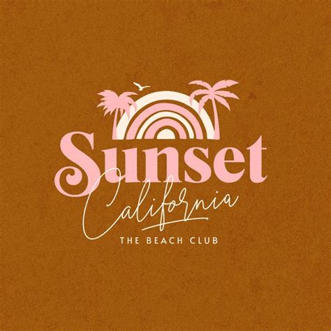 Sunset California Club Retro Palm Logo Design Template — Customize It