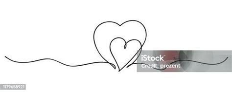 연속 선 아트 드로잉 하트 의 커플 하트 모양에 대한 스톡 벡터 아트 및 기타 이미지 하트 모양 심장 검은색 Istock