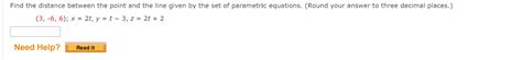 Solved Find The Distance Between The Point And The Line Chegg
