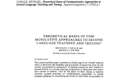 Theoretical Bases Of Communicative Approaches To Second Language