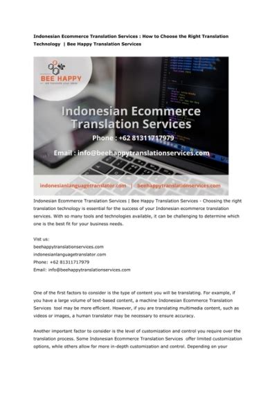Indonesian Ecommerce Translation Services