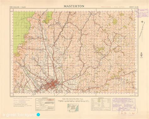 Vintage Masterton Map 1945 Hand Crafted Acrylic And Acm Prints Made